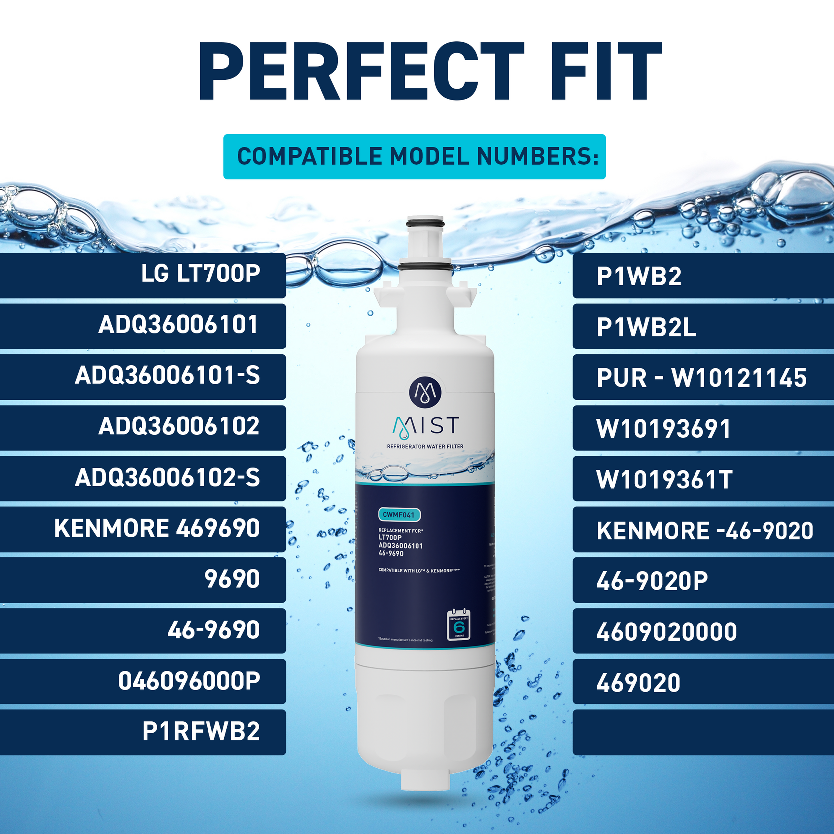 LG LT700P, ADQ36006101 Water Filter Replacement | Mist Filters